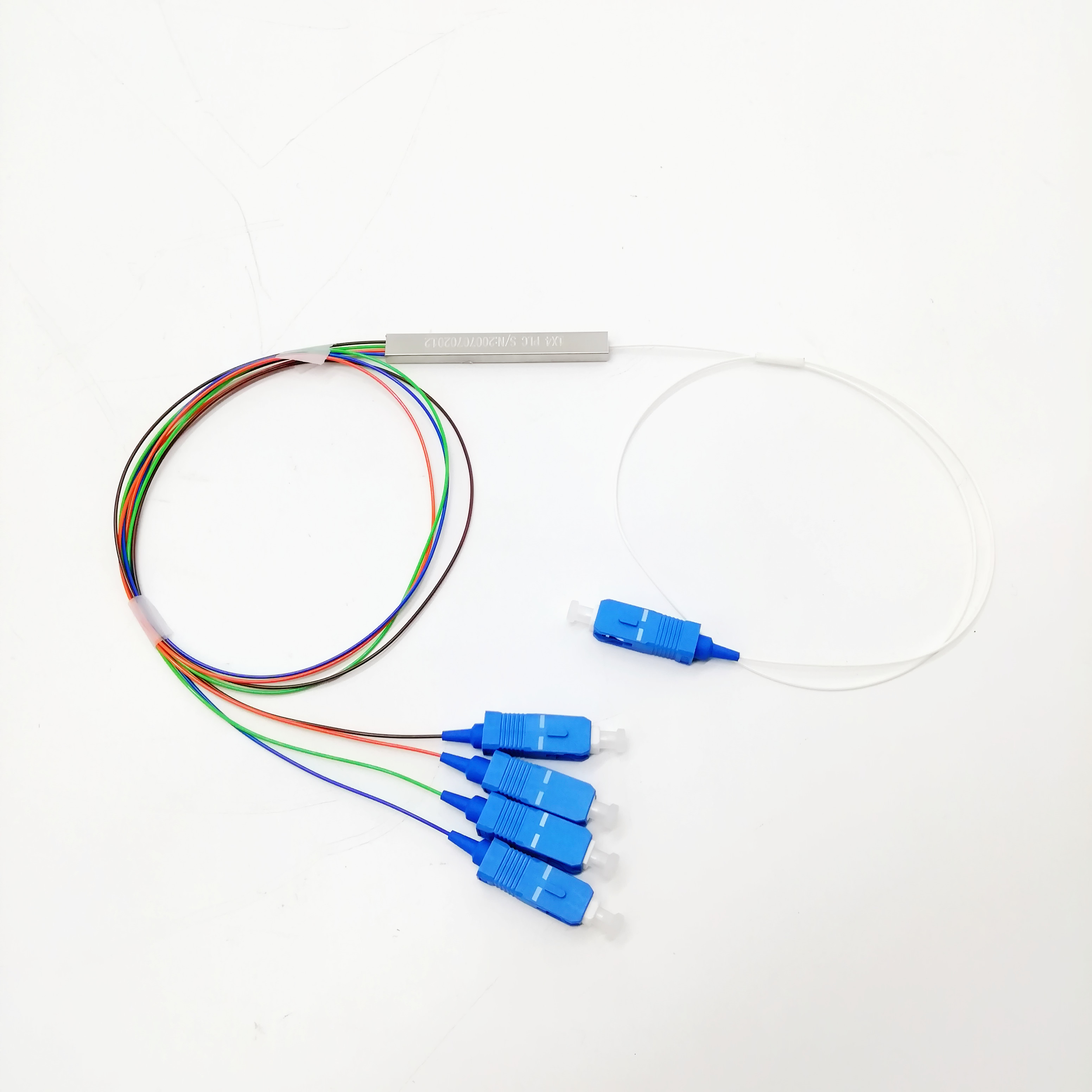 Mini 0.9mm 1x4 SC UPC Fiber Optic PLC Splitter , Single Mode Fiber Splitter